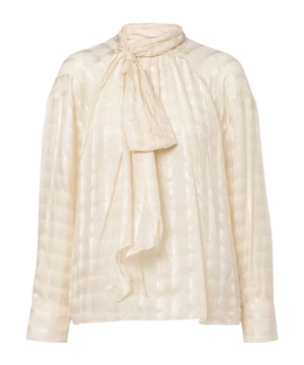 Dorothee Schumacher Lightweight Checked Cotton-silk Blend Shirt With Tie-neck Detail - Beige