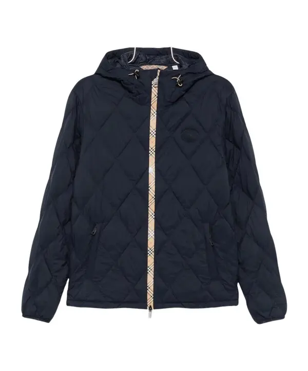 Burberry Hescott Nylon Quilted Hooded Blouson Jacket - Navy