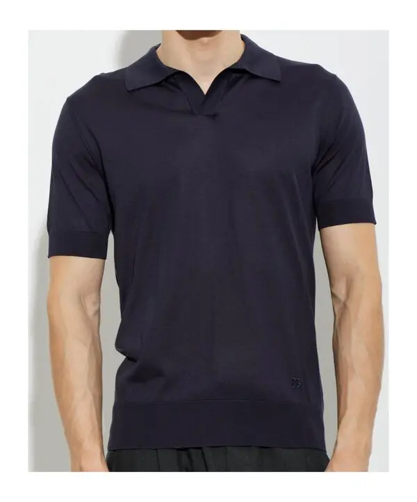 Dolce & Gabbana Collared Short-sleeved Polo Shirt - Navy Blue
