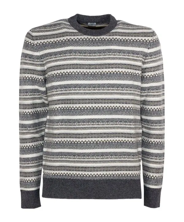 Eleventy Jacquard Crew-neck Knitted Sweater