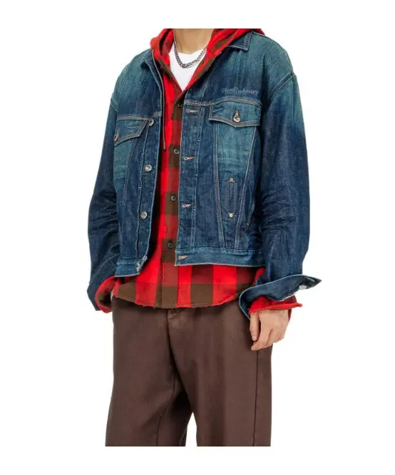 DIESEL® Distressed-hooded Shirt In Check Flannel