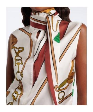 Dorothee Schumacher Cosmic Funghi Printed Tie-neck Silk Twill Top - Multi-color