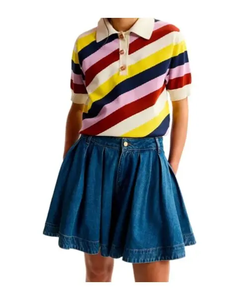 Essentiel Antwerp Striped Knit Polo Shirt