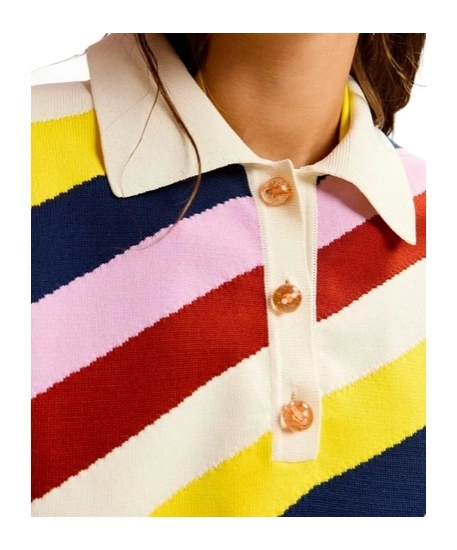 Essentiel Antwerp Striped Knit Polo Shirt