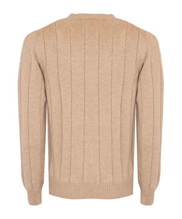 CRUCIANI Vertical Ribbed Crew Neck Knitted Sweater