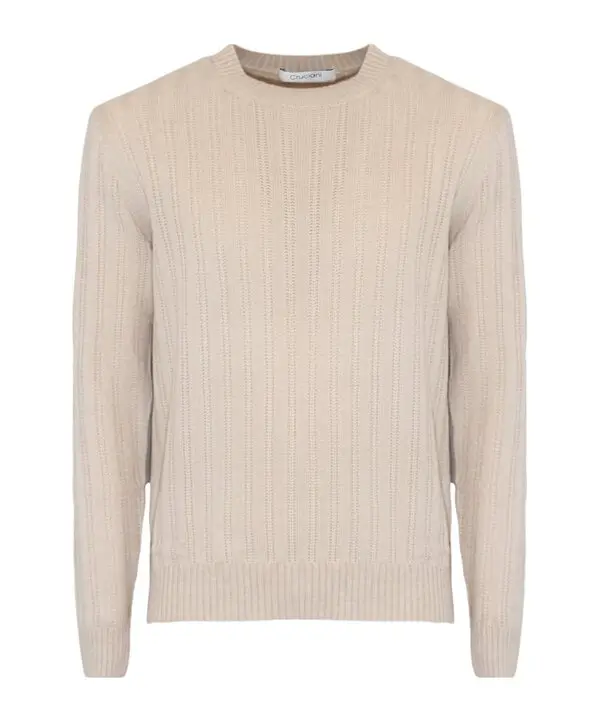 CRUCIANI Ribbed Crew Neck Knitted Sweater