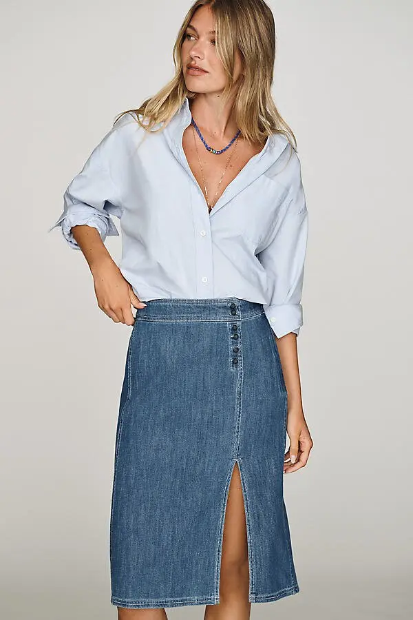 PILCRO Slim Denim Midi Skirt