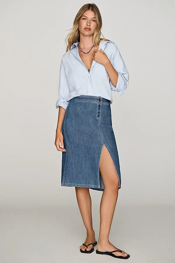 PILCRO Slim Denim Midi Skirt