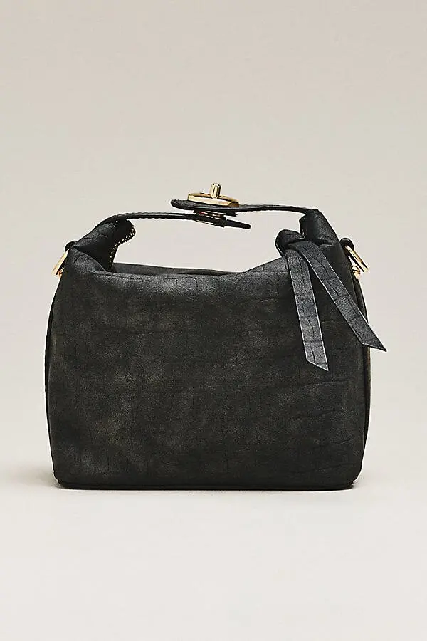 Maeve Faux-leather Croc Structured Bag - Black
