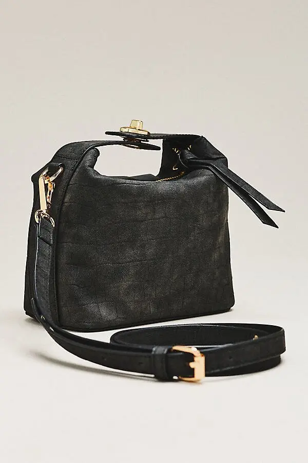 Maeve Faux-leather Croc Structured Bag - Black