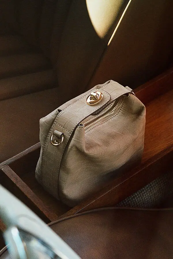 Maeve Faux-leather Croc Structured Bag - Cream