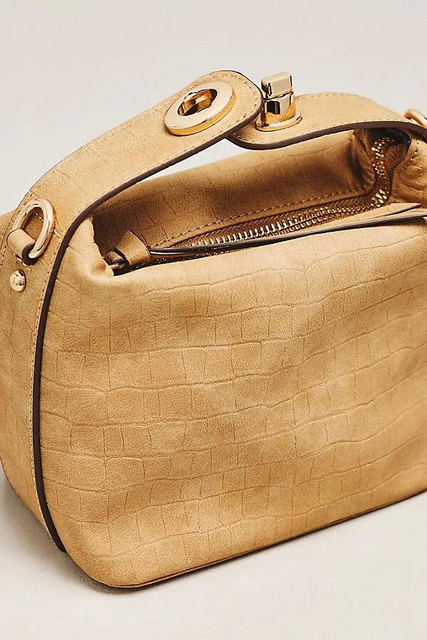 Maeve Faux-leather Croc Structured Bag - Cream