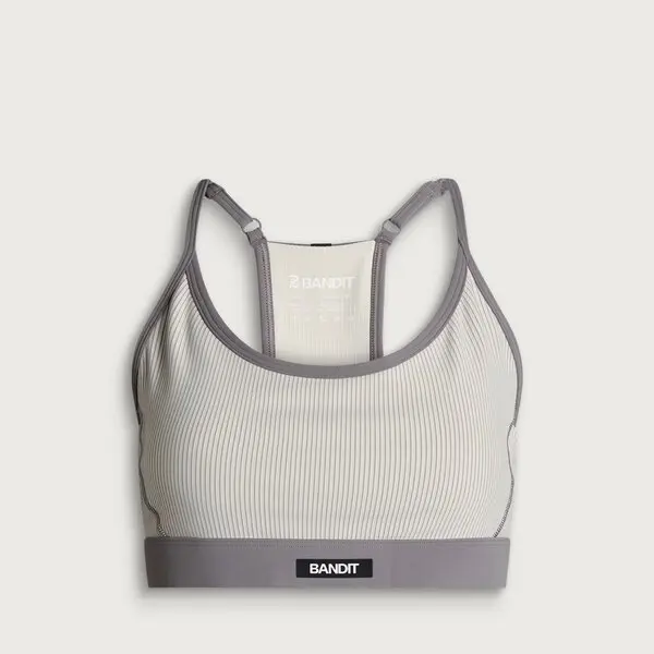 BANDIT Striped Cadence Strappy Bra With Mesh Overlay
