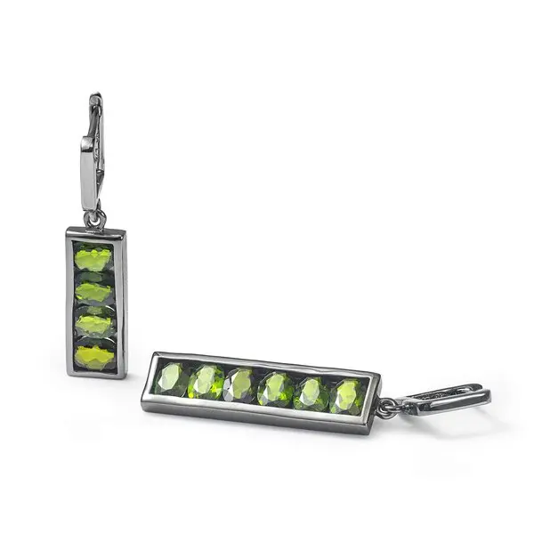 GERMAN KABIRSKI Canli Asymmetric Silver Earrings With Chrome Diopside
