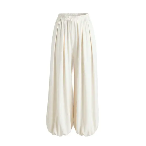 MONLICIA Neutrals Velora Draped Viscose Balloon Pants Ecru