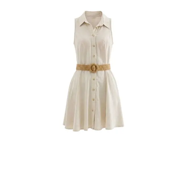 MONLICIA Neutrals Mono Belted Mini Shirt Dress
