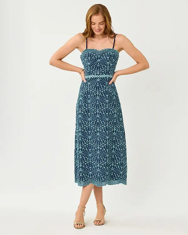 Lilly Pulitzer® Arlin Eyelet Midi Dress - Navy