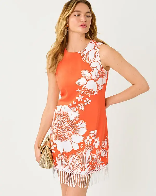 Lilly Pulitzer® Aniya Fringe Shift Dress - Orange