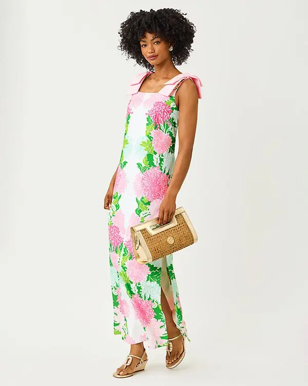 Lilly Pulitzer® Bernice Maxi Dress With Shoulder Bows And Slits - Green