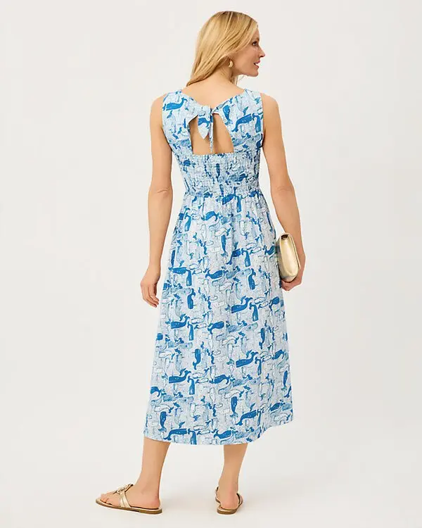 Lilly Pulitzer® Finnley Smocked Midi Dress - Blue