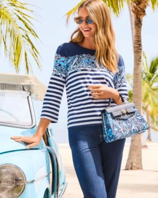 Lilly Pulitzer® Clairmont 3/4 Sleeved Knit Top - Navy