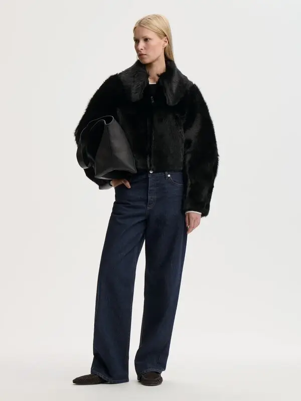 BY MALENE BIRGER Rowani Shearling Jacket - Black