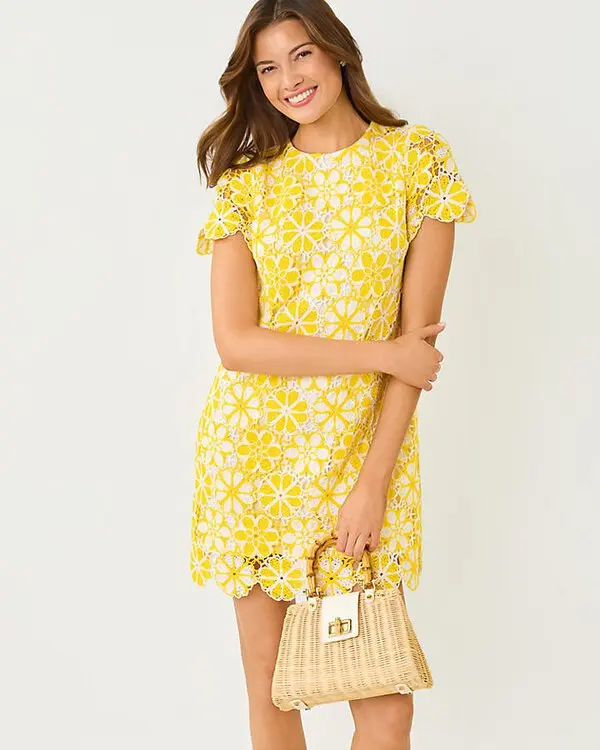 Lilly Pulitzer® Cortney Crochet Shift Dress - Yellow