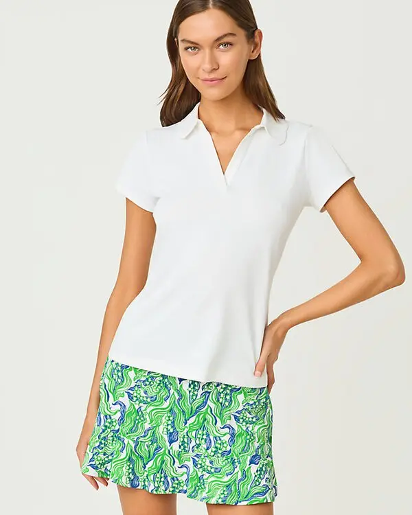 Lilly Pulitzer® Frida Scallop Polo - White