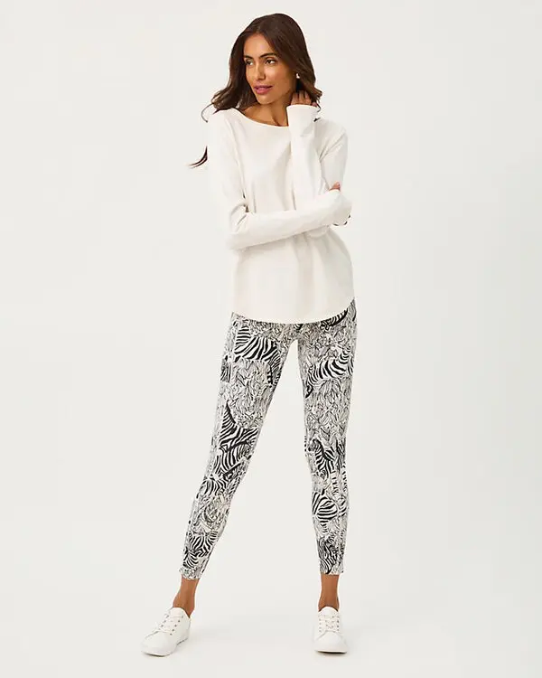 Lilly Pulitzer® Upf 50+ Luxletic 25" Endurance High Rise Midi Legging, Relaxed Fit - Coconut