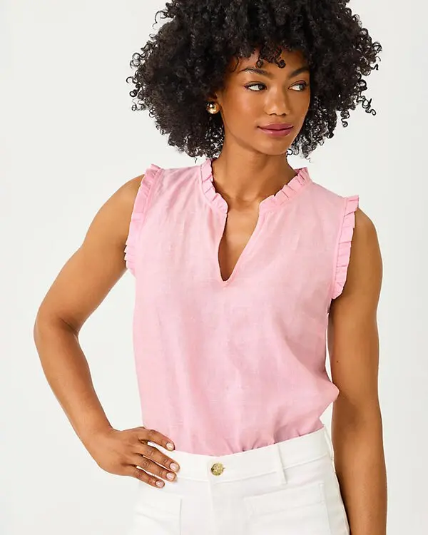 Lilly Pulitzer® Kavalla Sleeveless Ruffle Top - Pink