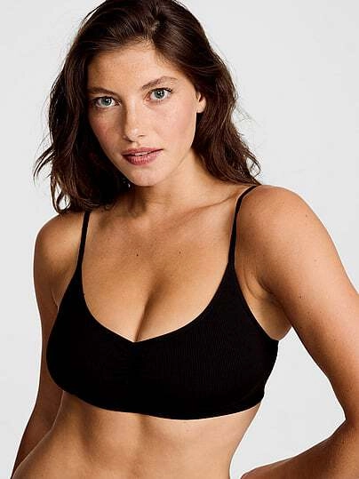 Pink Anywear Ruched Plunge Bra - Black