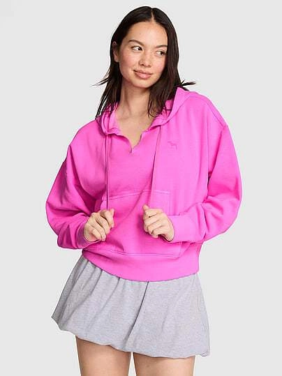 Pink Campus Fleece™ Shrunken Hoodie - Pink