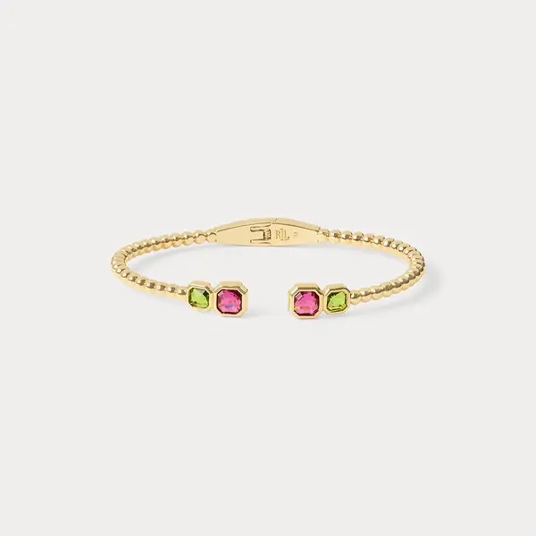 Ralph Lauren Gold-plated Beaded Stone Cuff Bracelet