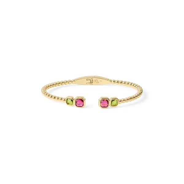 Ralph Lauren Gold-plated Beaded Stone Cuff Bracelet