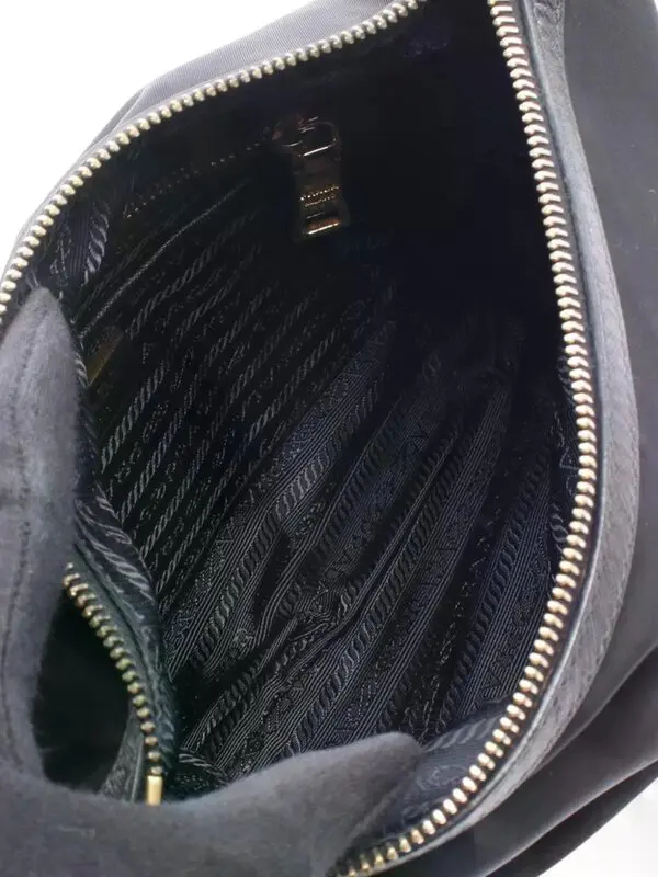 Prada Saffiano Trimmed Tessuto Zip Top Crossbody Bag