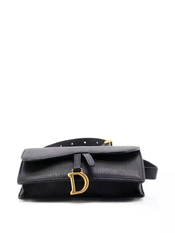 Dior Saddle Rectangular Leather Belt Bag - Black