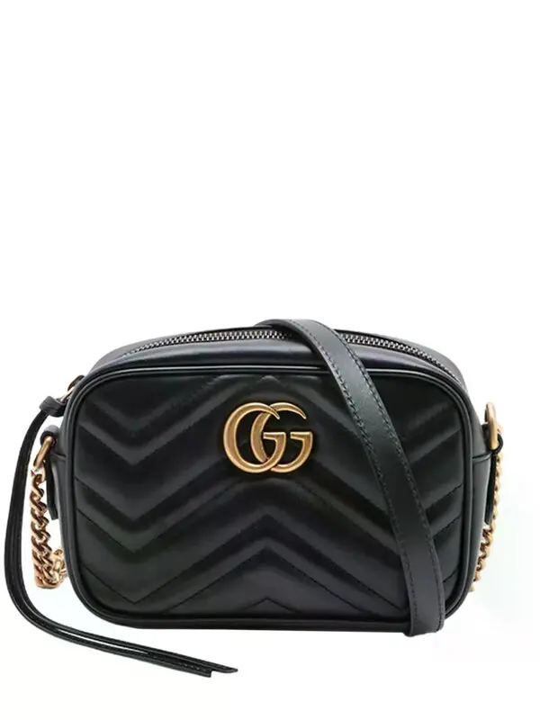 Gucci 2016 Mini Gg Marmont Matelasse Leather Crossbody Bag - Black
