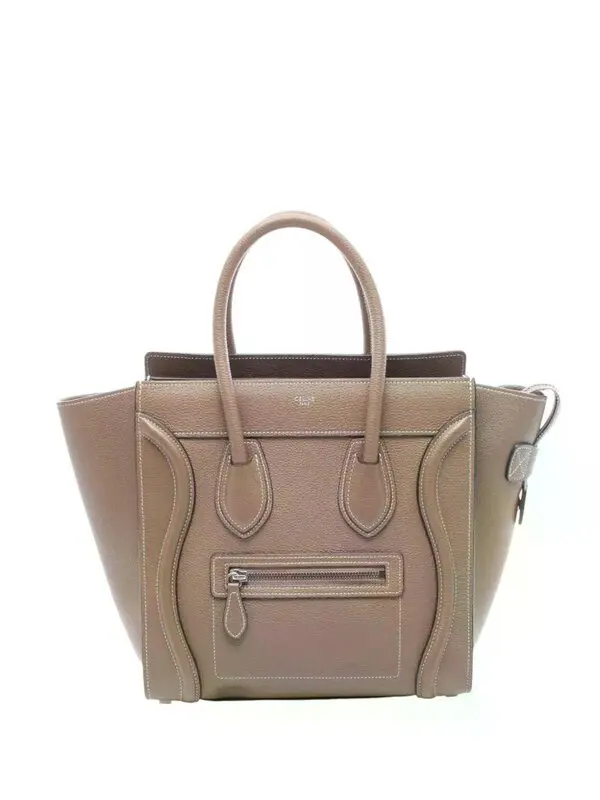 Celine 2010-2026 Micro Leather Luggage Tote Bag - Brown
