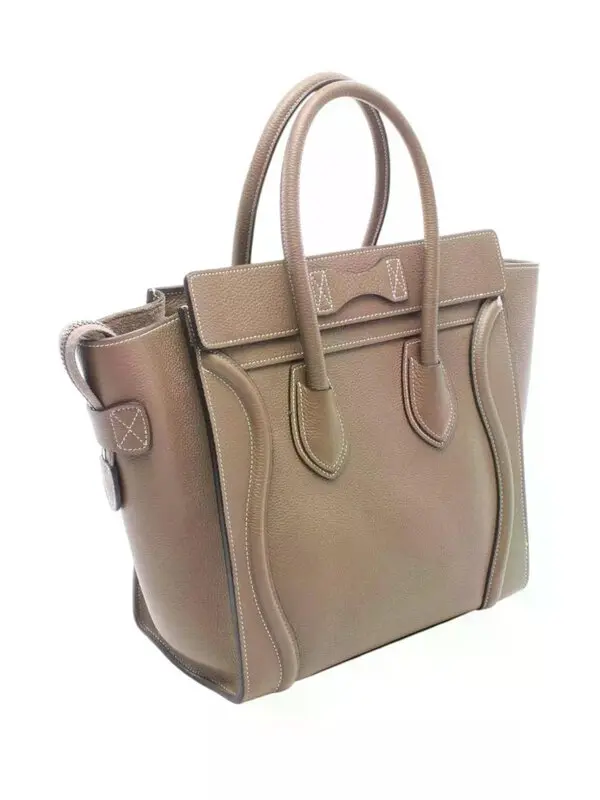Celine 2010-2026 Micro Leather Luggage Tote Bag - Brown