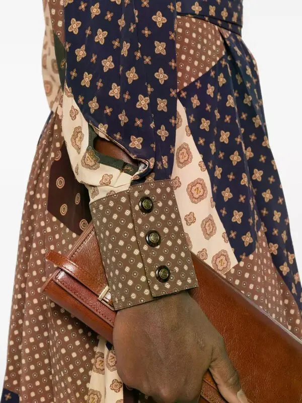 Zimmermann Tuck Patchwork-print Belted Mini Dress