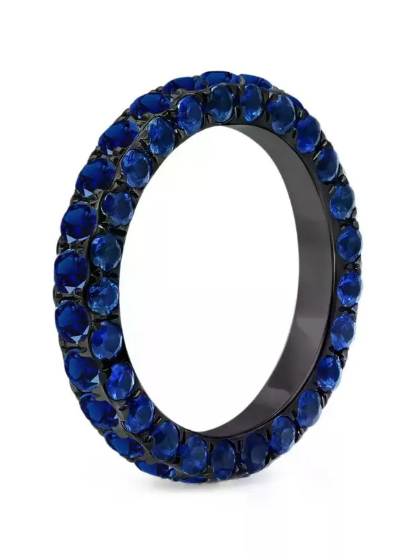 GRAZIELA Blue Sapphire Three-sided Ring - Black