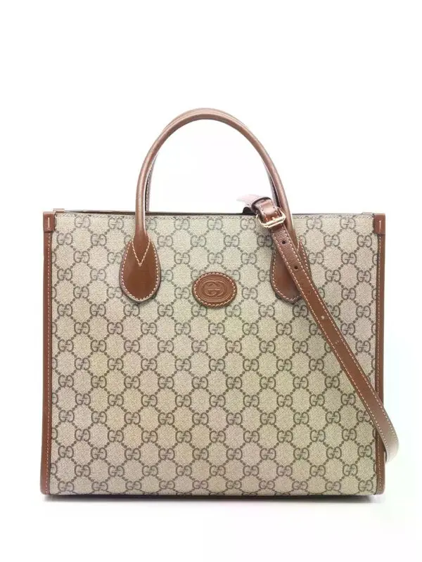 Gucci 2016-2026 Small Gg Supreme Interlocking G Tote Satchel - Neutrals