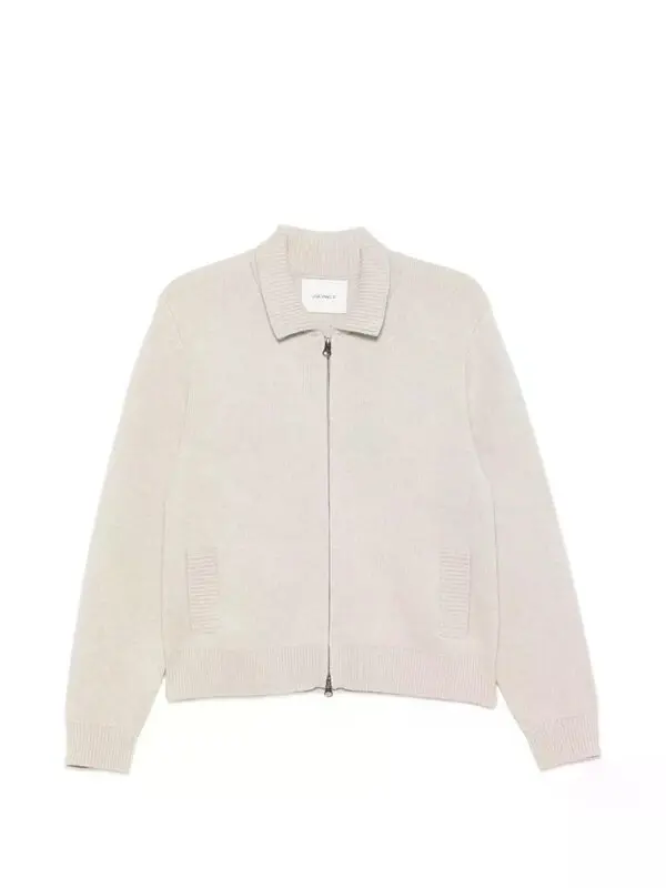 LISA YANG Aleya Zip-up Collared Sweater - Neutrals