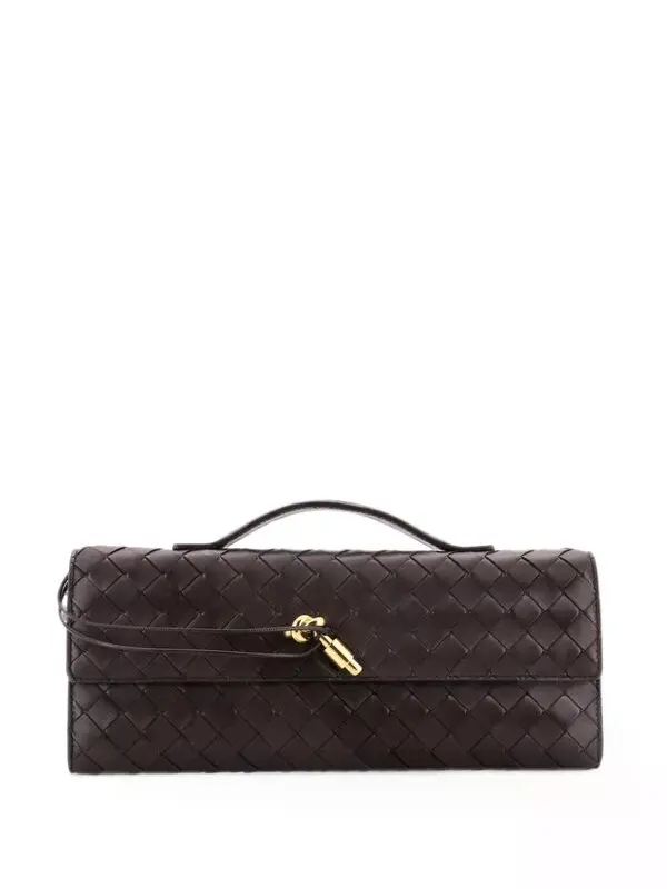 Bottega Veneta Andiamo Top Handle Intrecciato Nappa Long Clutch Bag - Brown