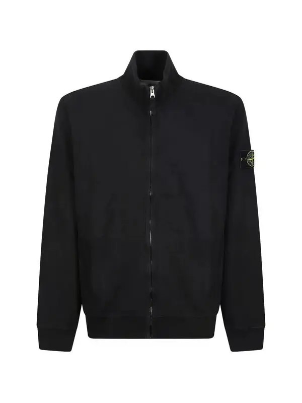 Stone Island 6100066 Brushed Organic-cotton Fleece Track Jacket - Black