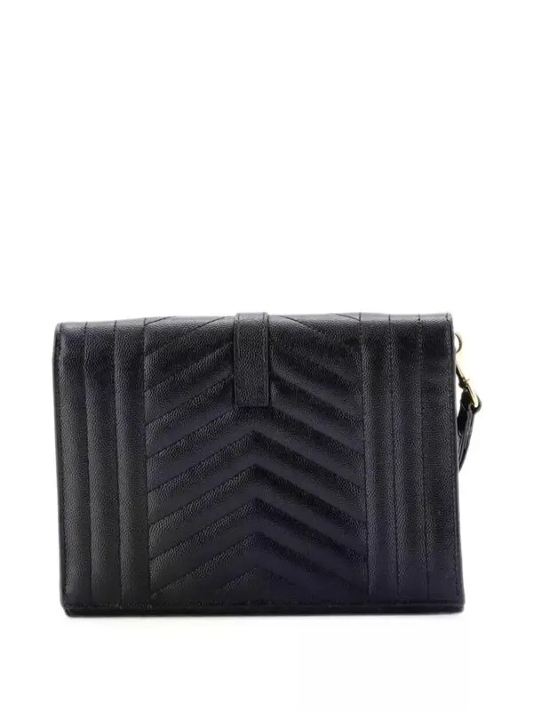 Saint Laurent Classic Monogram Envelope Wristlet Mixed Matelasse Leather Clutch Bag