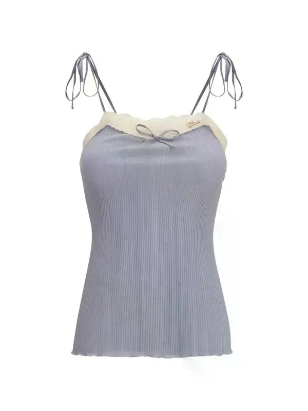 Chloé Thin-strap Tank Top In Cotton Jersey & Lace