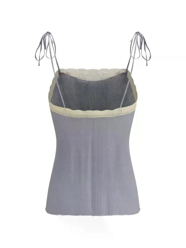 Chloé Thin-strap Tank Top In Cotton Jersey & Lace