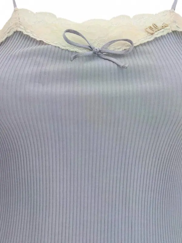 Chloé Thin-strap Tank Top In Cotton Jersey & Lace