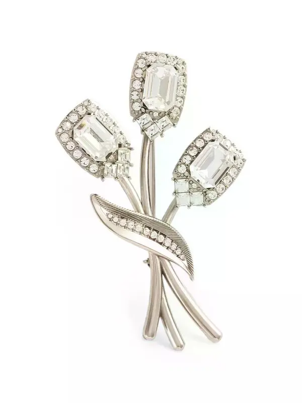 Dolce & Gabbana Flower Brooch With Rhinestones - Silver
